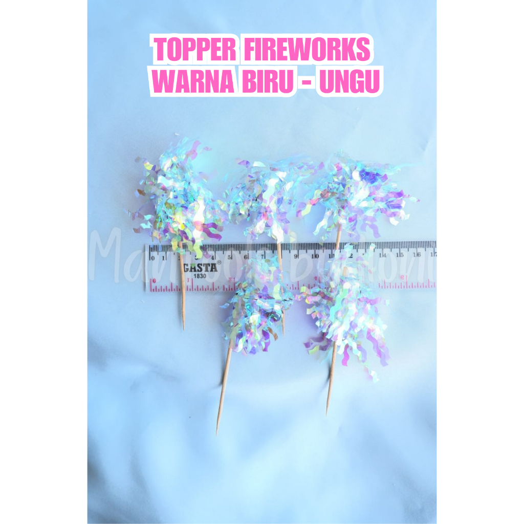 Jual TOPPER KUE FIREWORKS REPLIKA WARNA BIRU - UNGU UNTUK DEKORASI KUE ...