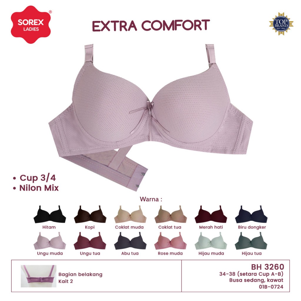 Jual Bra BH Sorex 3260 Kawat Busa Tipis Kait 2 (Cup A) | Shopee Indonesia