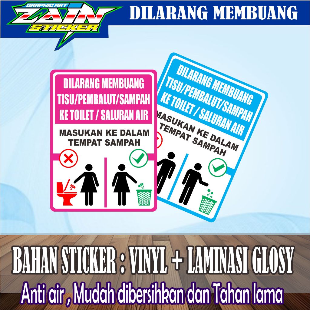 Jual STICKER LARANGAN MEMBUANG PEMBALUT/TISSU/SAMPAH KE DALAM KLOSET ...