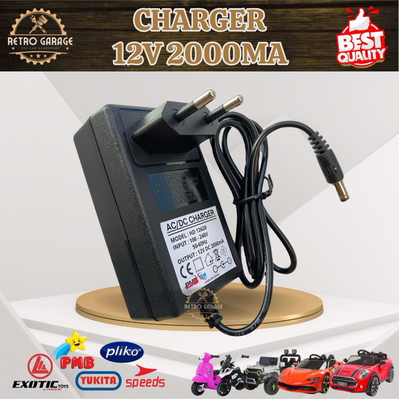 Jual CHARGER ORIGINAL 12 VOLT 2000Ah MOBIL DAN MOTOR MAINAN AKI ANAK ...
