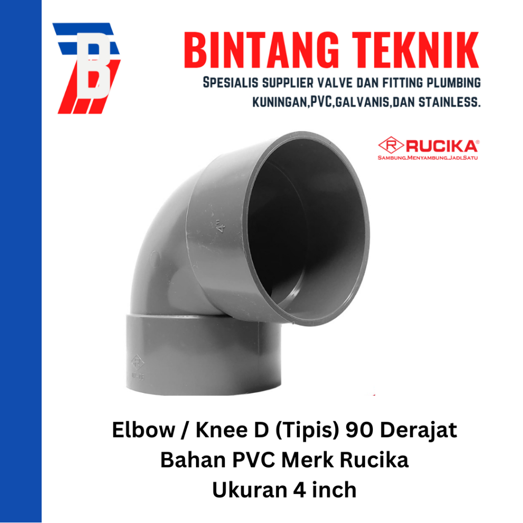 Jual Elbow / Knee PVC Rucika 4" Inch D (Tipis) 90 Derajat | Shopee ...