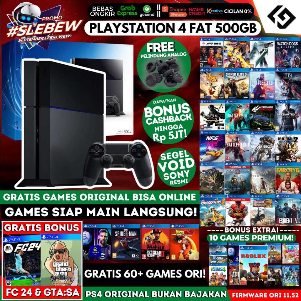 Jual PS4 Fat 500GB Original Playstation PS 4 Garansi Panjang Free Games ...