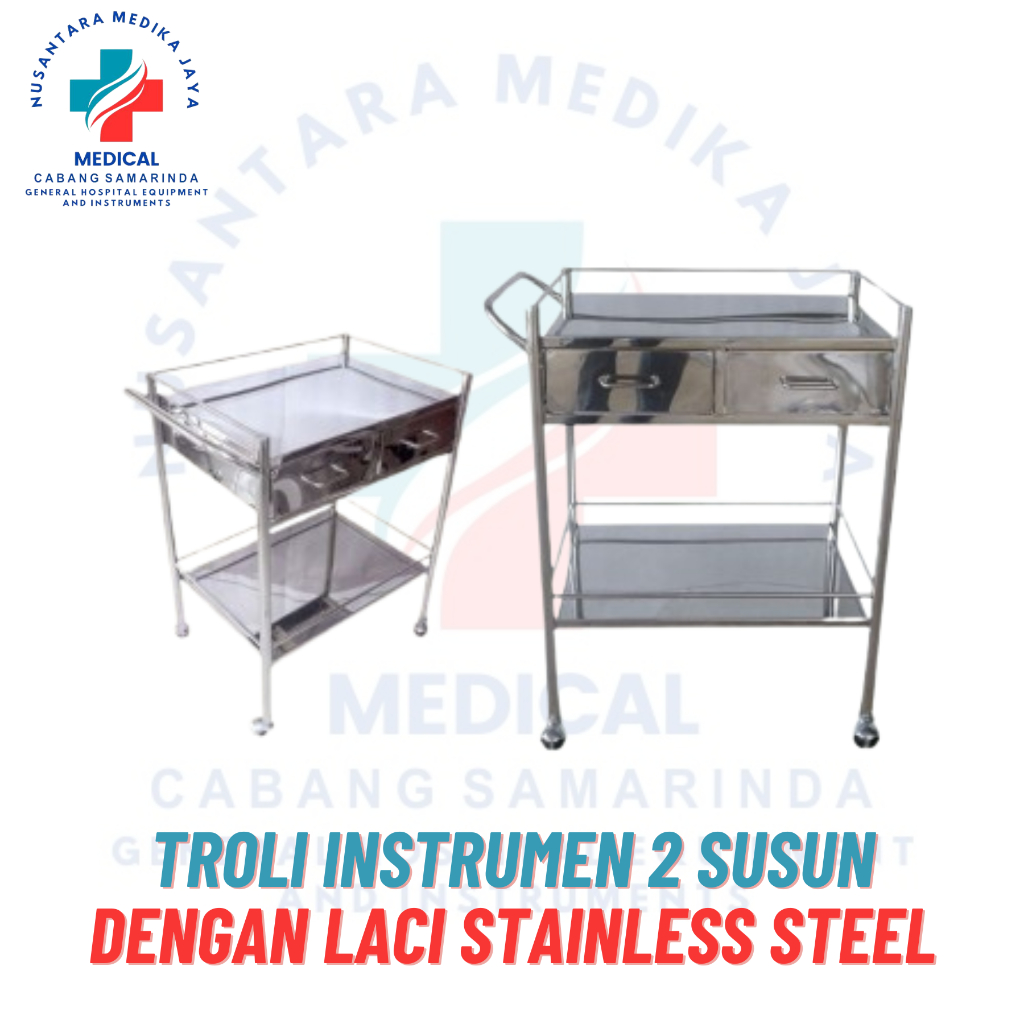 Jual Troli Instrumen 2 Rak 2 Laci Troli Tindakan Stainless | Shopee ...