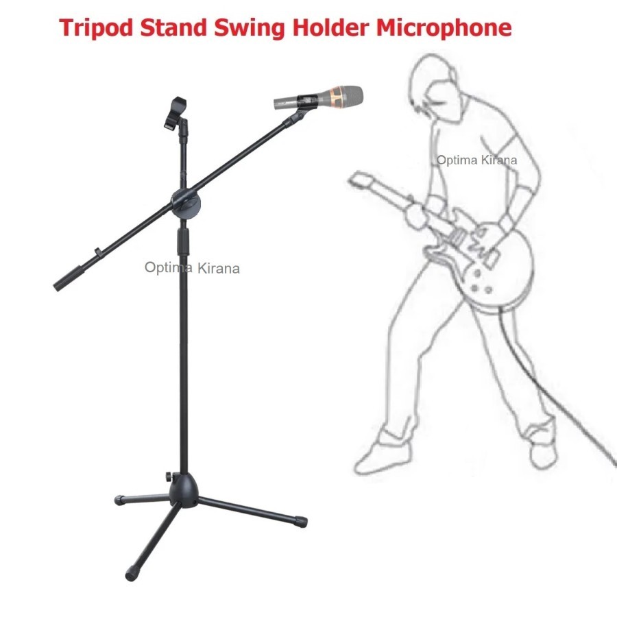 Jual Microphone Stand Professional Adjustable Pro Stage Swing Boom Arm Floor Lantai Tripod Tiang ...