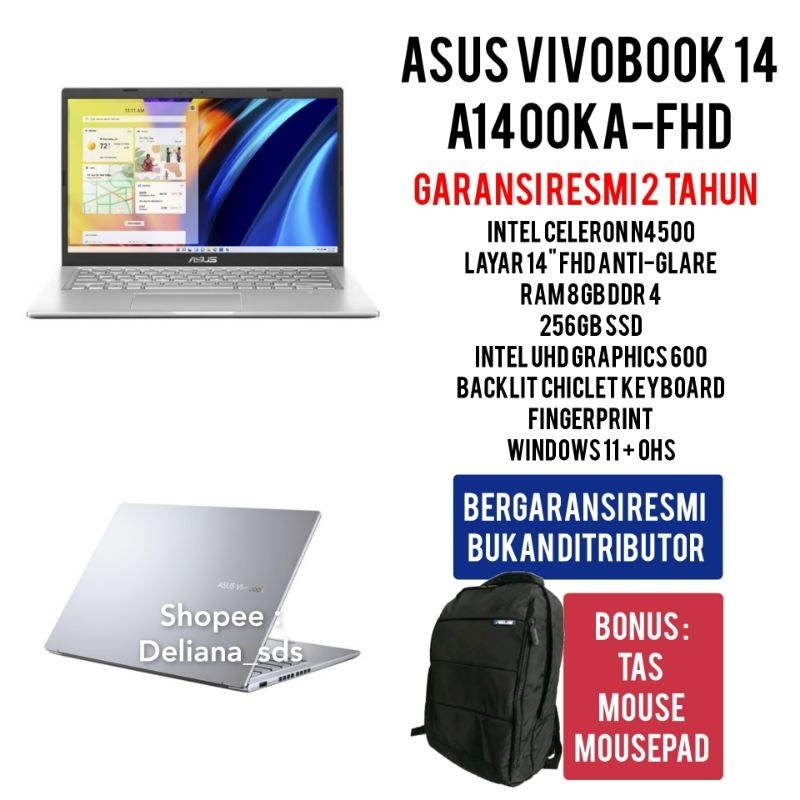 Jual Laptop Asus A1400KA FHD Intel Celeron N4500 8GB/256GB SSD 14" FHD ...