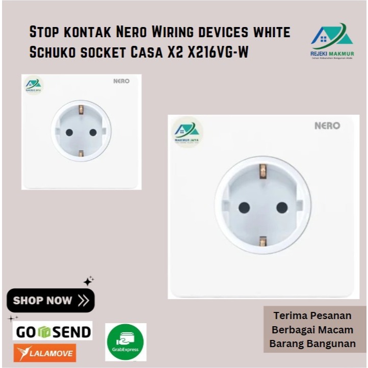 Jual Stop kontak Nero Wiring devices white Schuko socket Casa X2 X216VG ...