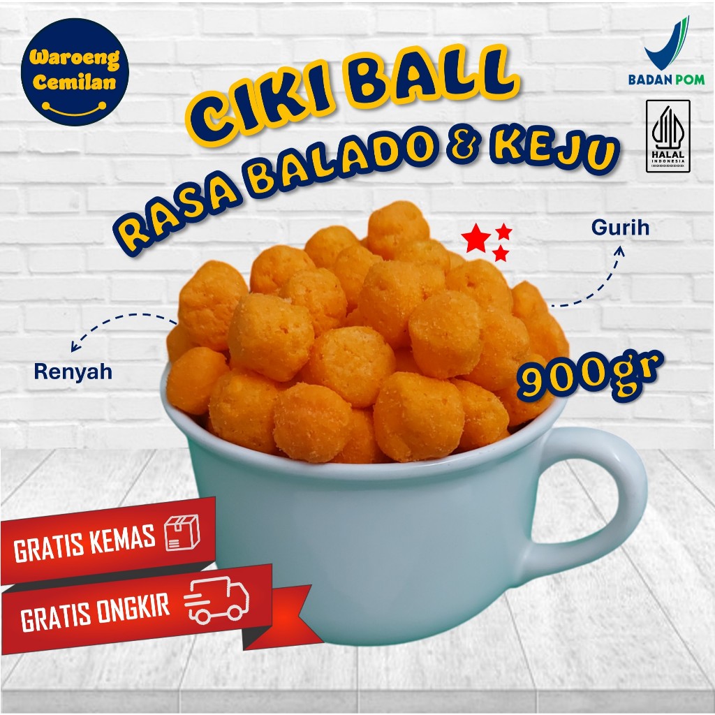 Jual Snack Cemilan Ciki Ball Rasa Balado Keju 900gr | Shopee Indonesia