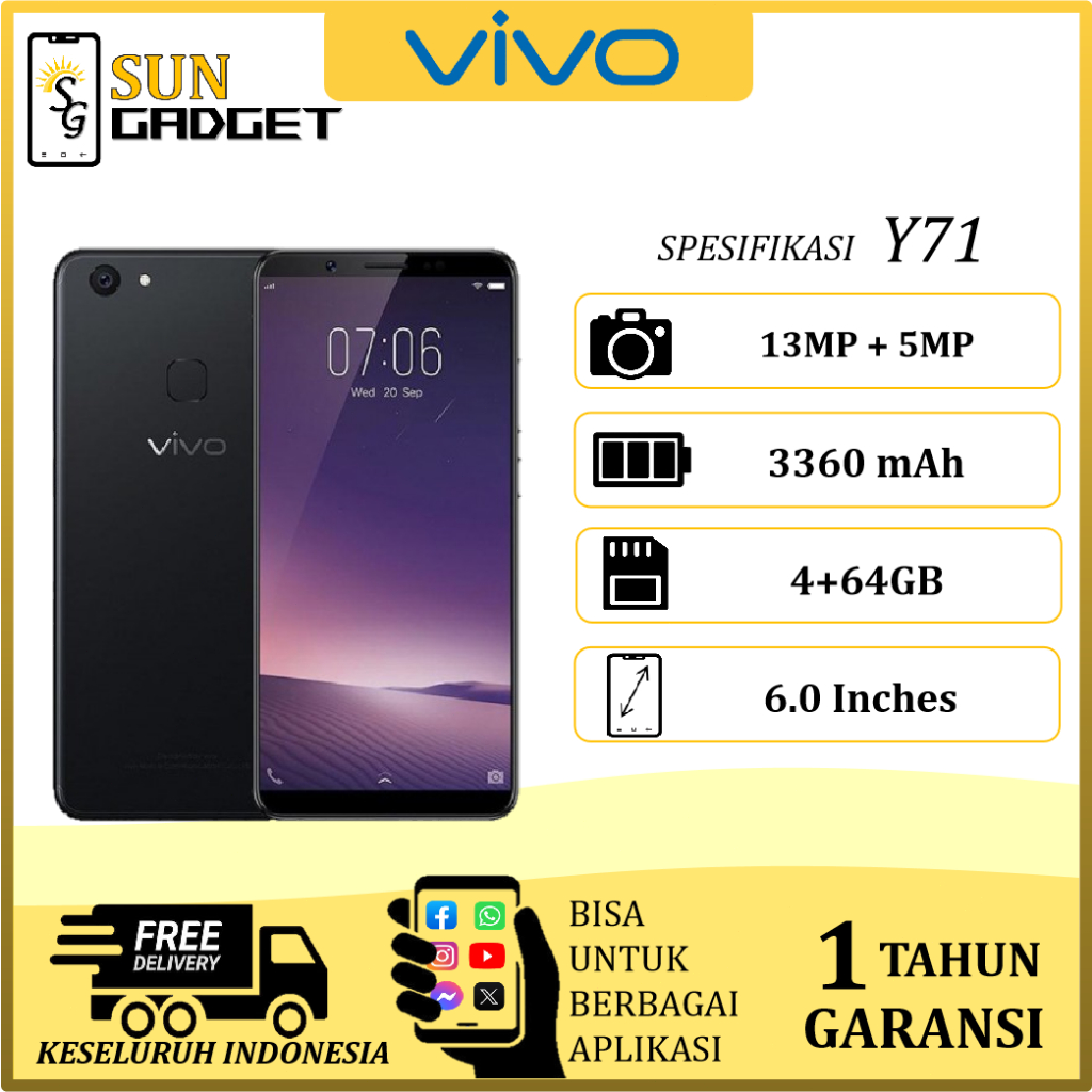 Jual HP VIVO Y71 RAM 6/128GB FULLSET 4G GARANSI 1 TAHUN | Shopee Indonesia