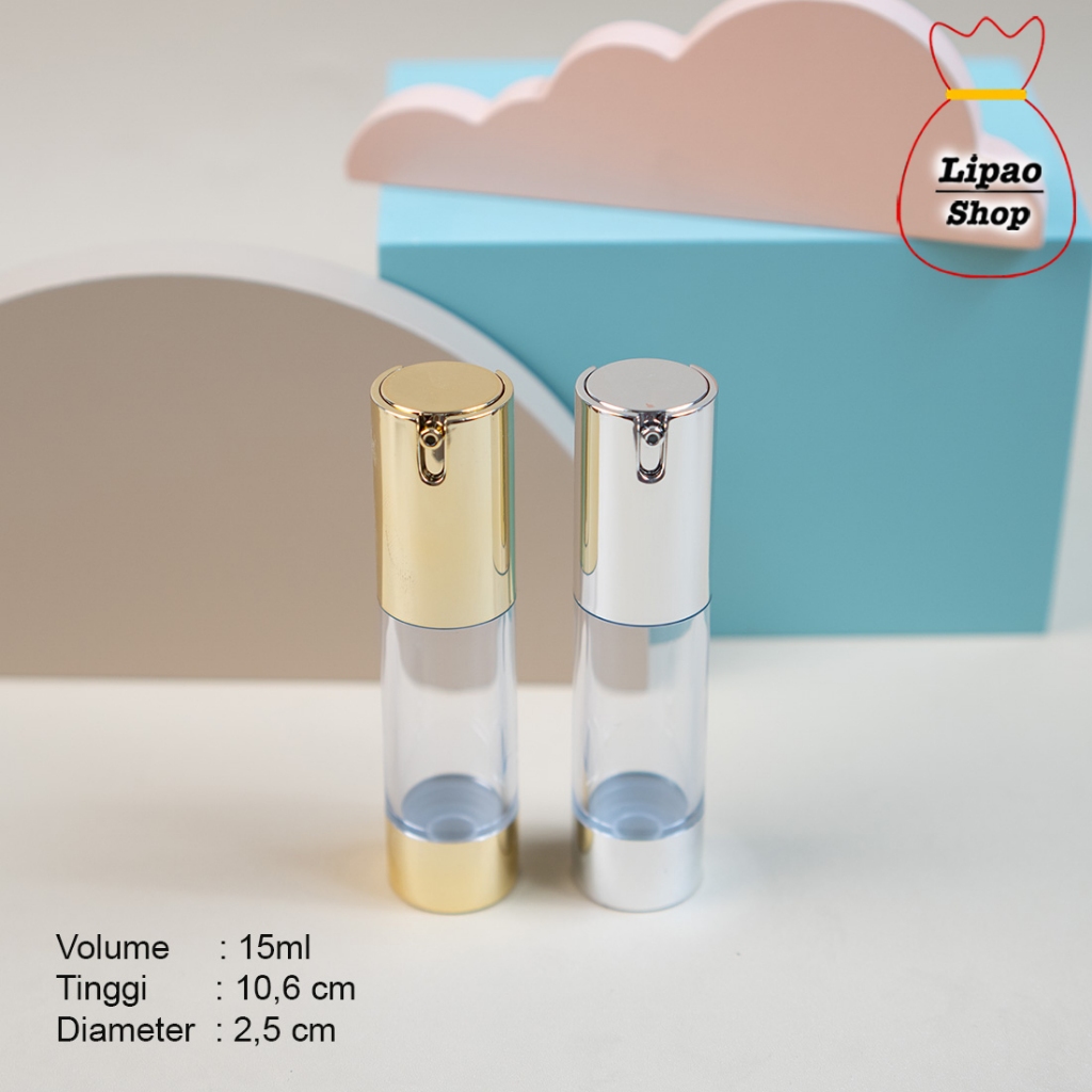 Jual Botol Airless Pump 15ml - Vacuum Treatment Skincare Serum Tutup ...