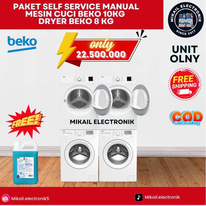 Jual MESIN LAUNDRY STACK MESIN CUCI BEKO 10 kg DRYER BEKO KONVERSI 8kg ...
