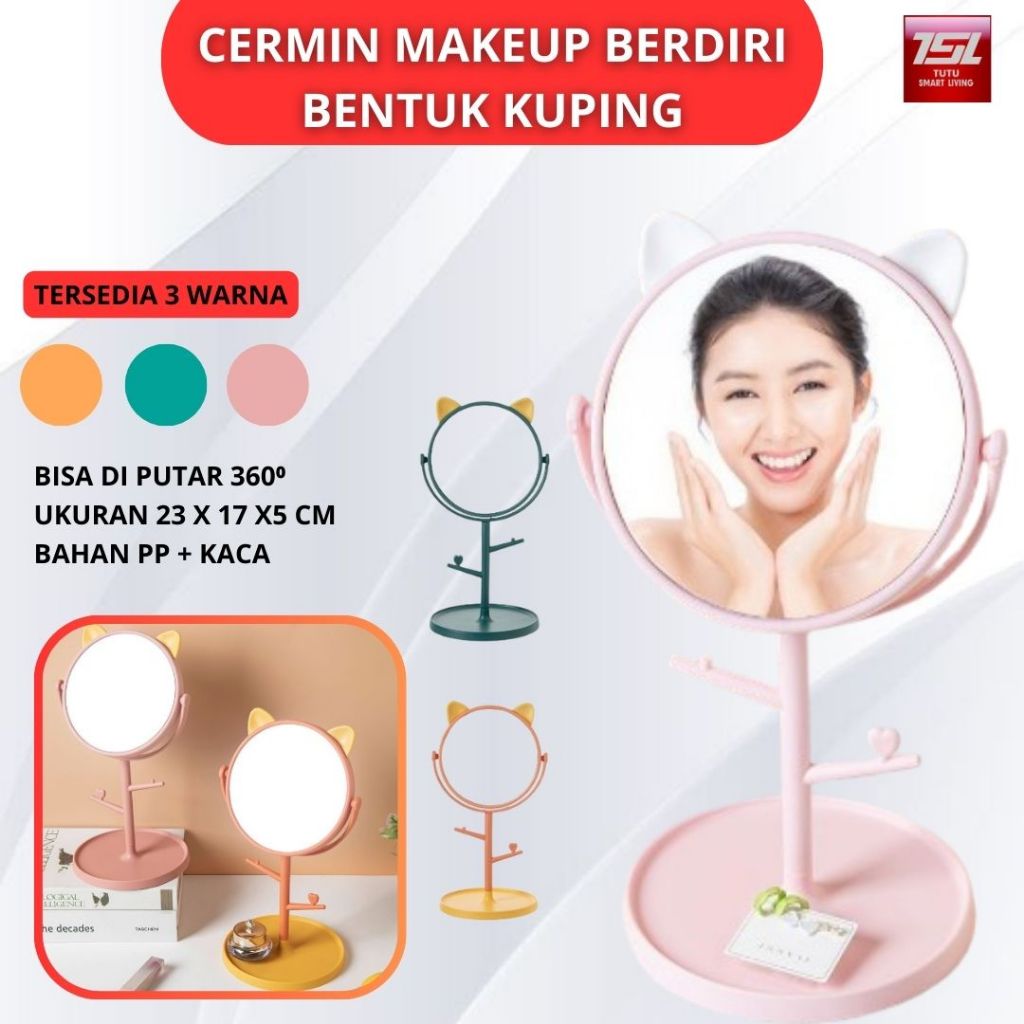Jual TUTU Kaca Cermin Makeup Meja Bentuk Motif Kuping Kucing Standing ...