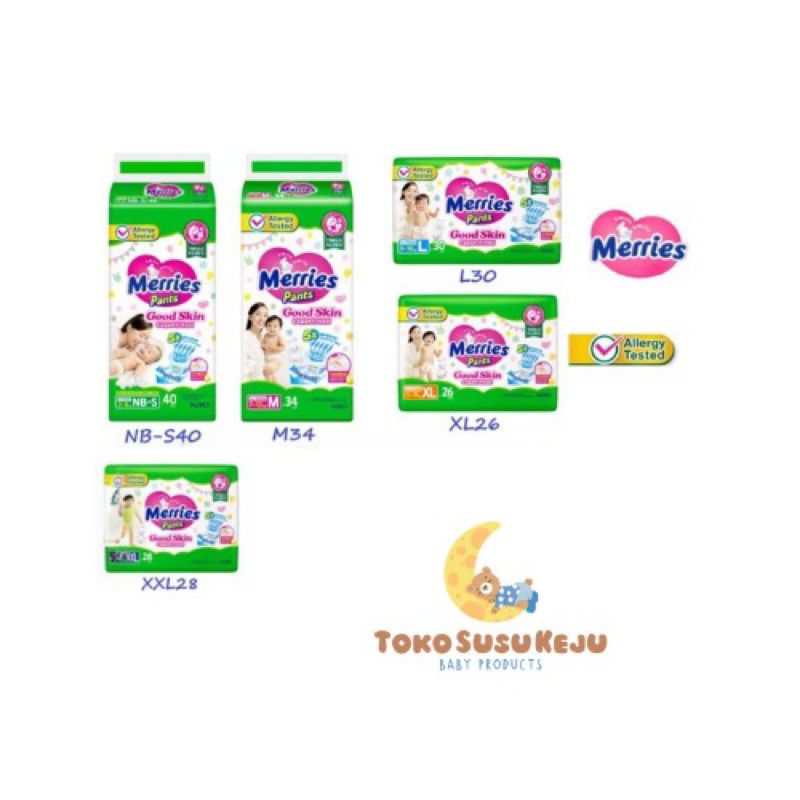 Jual MERRIES PANTS GOOD SKIN NB-S40, M32, L28, XL26, XXL28 POPOK CELANA ...