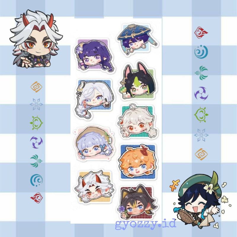 Jual 50pcs/sticker genshin impact chibi, kazuha, wandeder, itto, childe ...