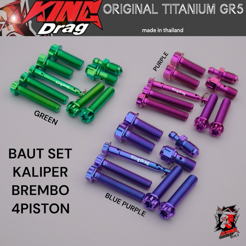 Jual BAUT TITANIUM GR5 SET KALIPER BREMBO 4 PISTON KINGDRAG ISI 9 pcs | Shopee Indonesia