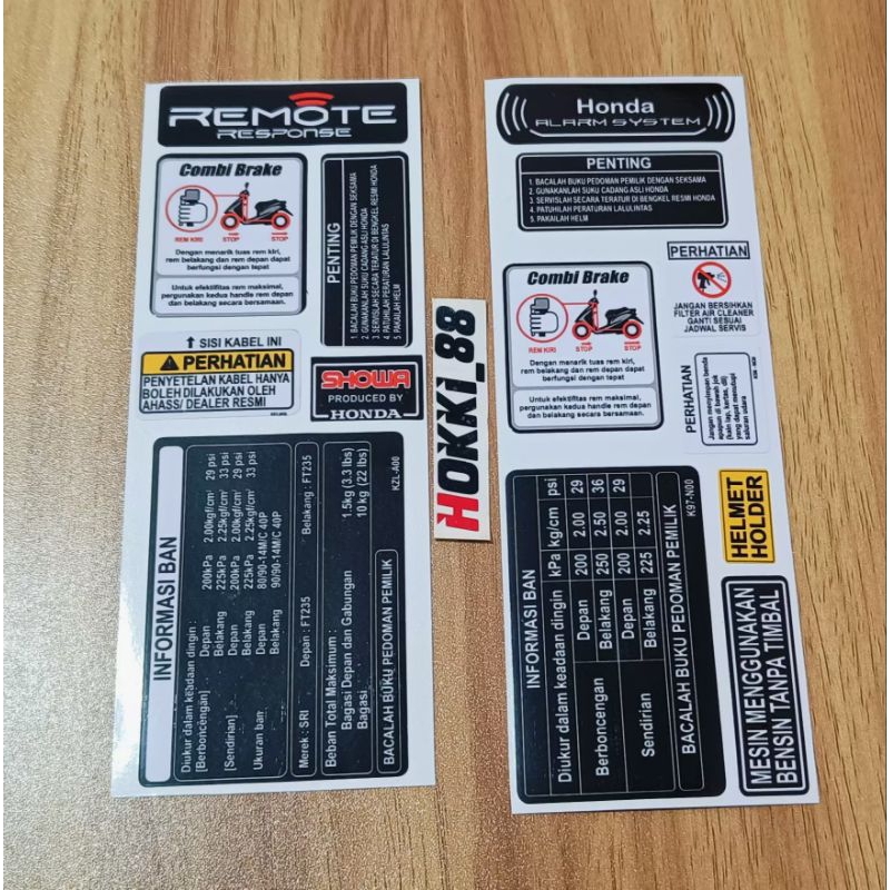 Jual Stiker sticker Warning Peringatan motor HONDA satu set alarm sistem | Shopee Indonesia