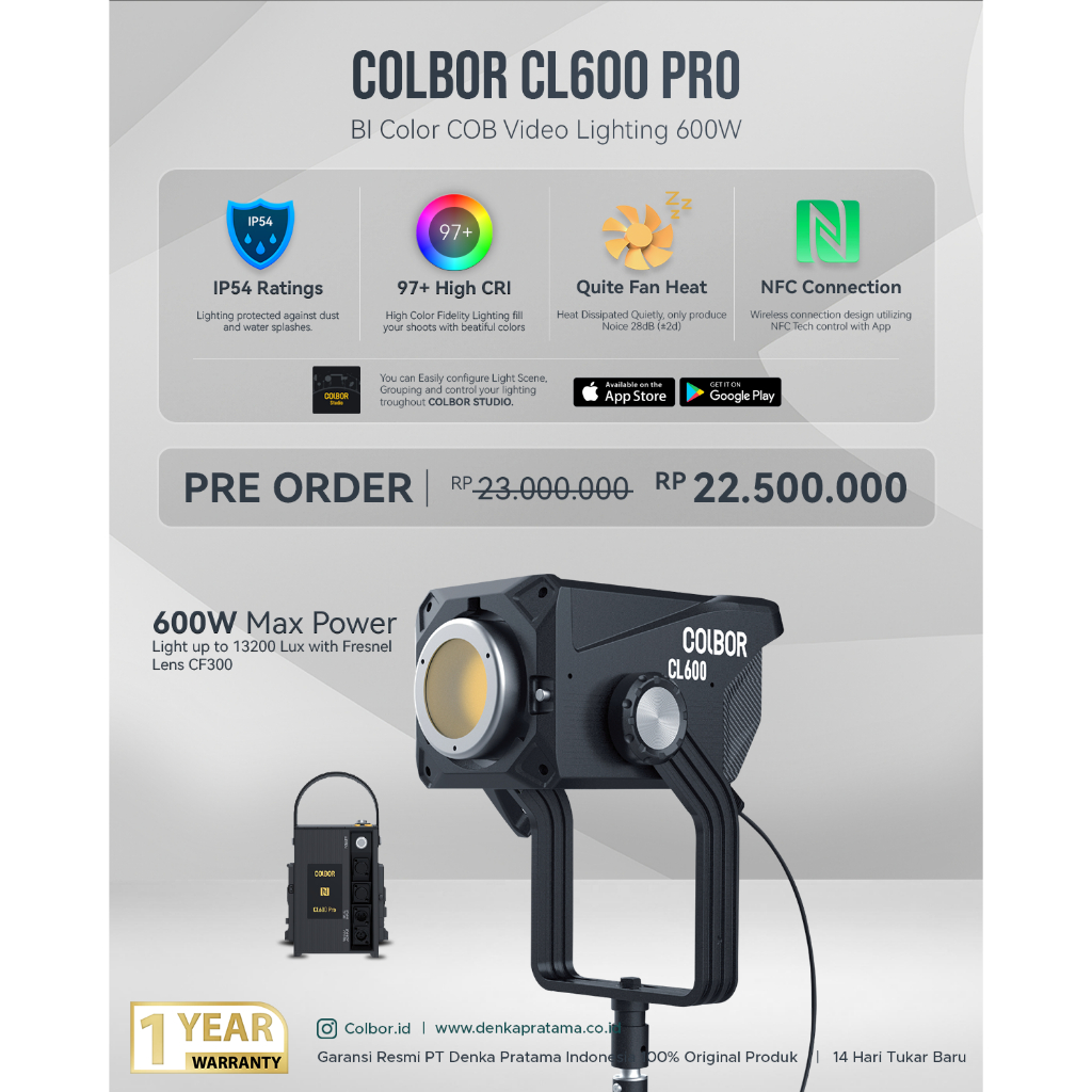 Jual COLBOR CL600 Pro Bi-Color LED Monolight / CL 600 Lampu Studio ...