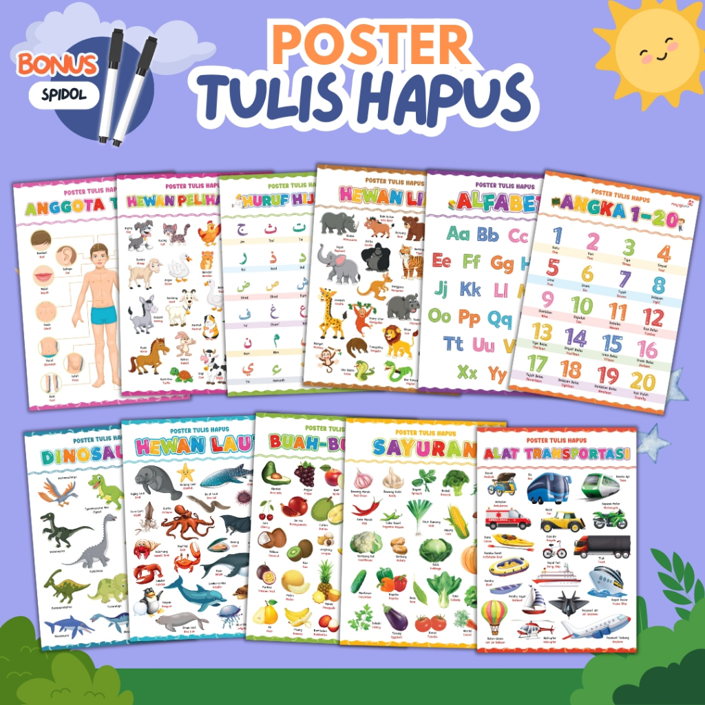 Jual Poster Tulis Hapus - A4 Laminating - Fullcolor - Bonus Spidol ...