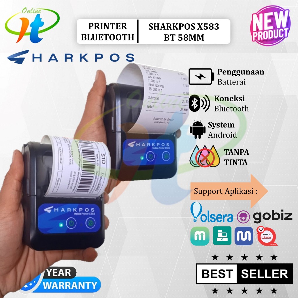 Jual Mini Printer Bluetooth 58mm Sharkpos X583 RPP02N Print Kasir Cetak Struk Resi Pembayaran ...