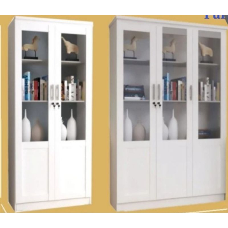 Jual LEMARI HIAS ROMARO 3 PINTU / LEMARI KACA 3 PINTU PUTIH /RAK HIAS ...