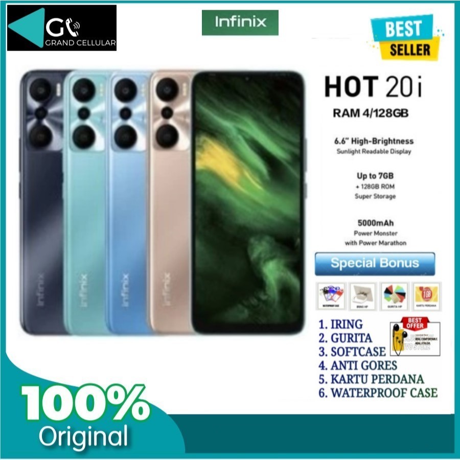 Jual Infinix Hot 20i 4/128Gb FULLSET BERGARANSI | Shopee Indonesia