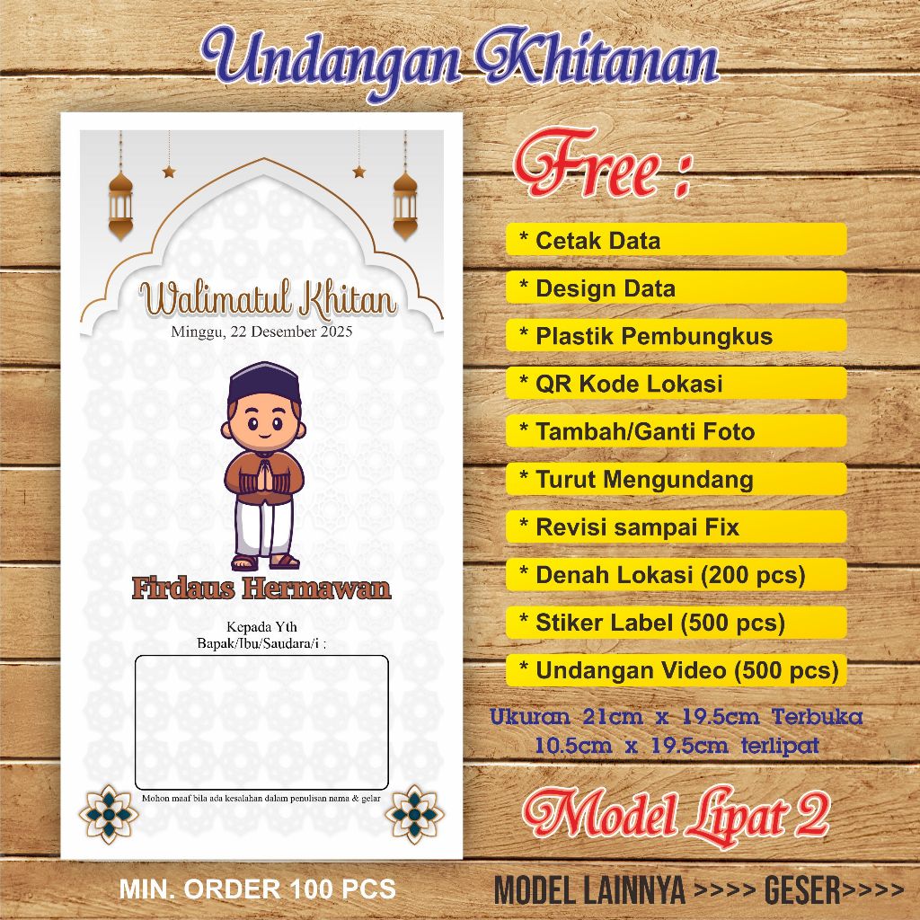 Jual Kartu Undangan Khitanan / Sunatan / Walimatul Khitan Model Terbaru ...