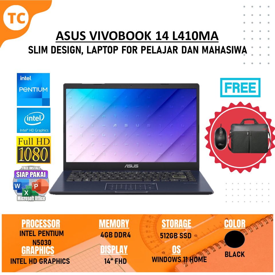 Jual PROMO Laptop Baru Asus Vivobook 14 L410MA Intel N5030 Ram 4GB ...