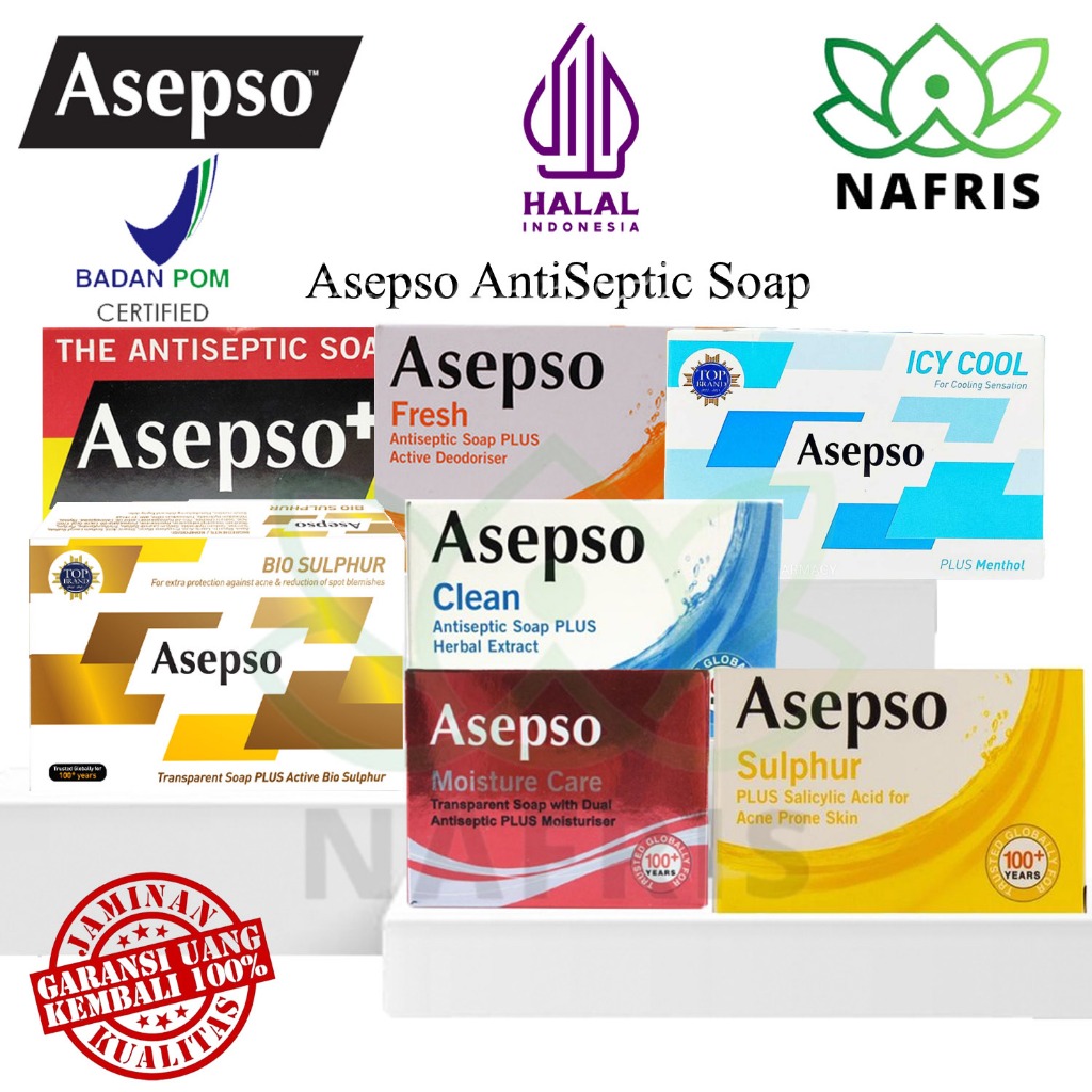 Jual ♥️Nafris♥️Asepso Sabun 80gr |Asepso Fresh 80gr|Asepso Sulphur 80gr|Moisture 80gr|Bio ...