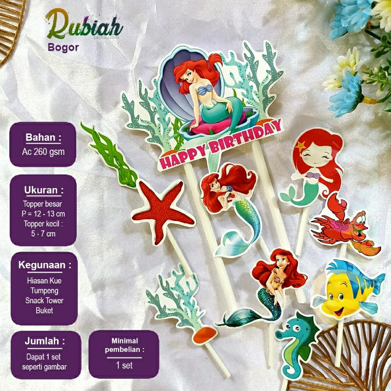 Jual Topper cake Karakter 1 set Duyung Hiasan Tusukan Kue Tart Ulang ...