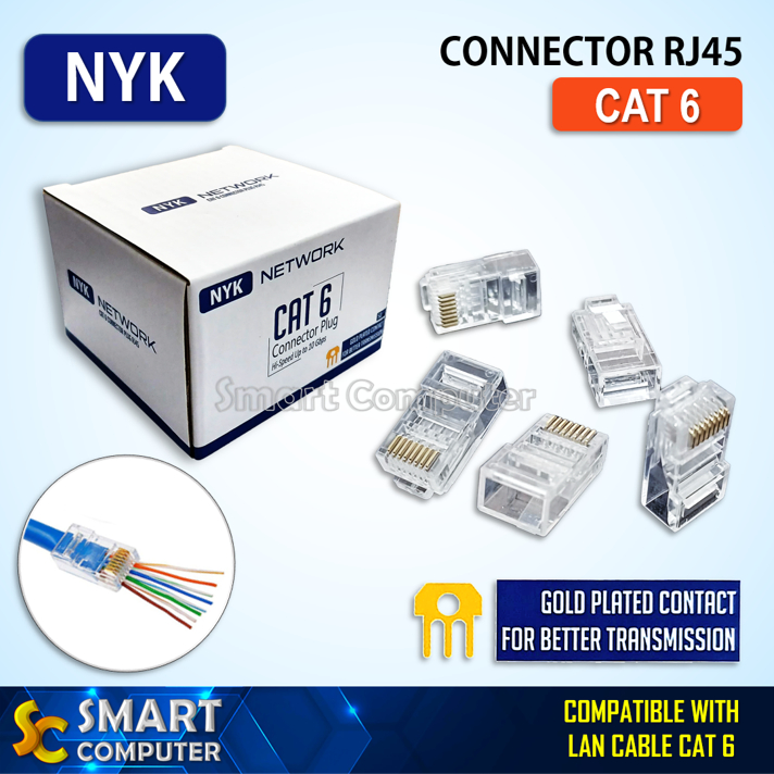 Jual NYK Konektor RJ45 Cat6 Jack Connector Kabel LAN UTP RJ 45 Cat 6 ...