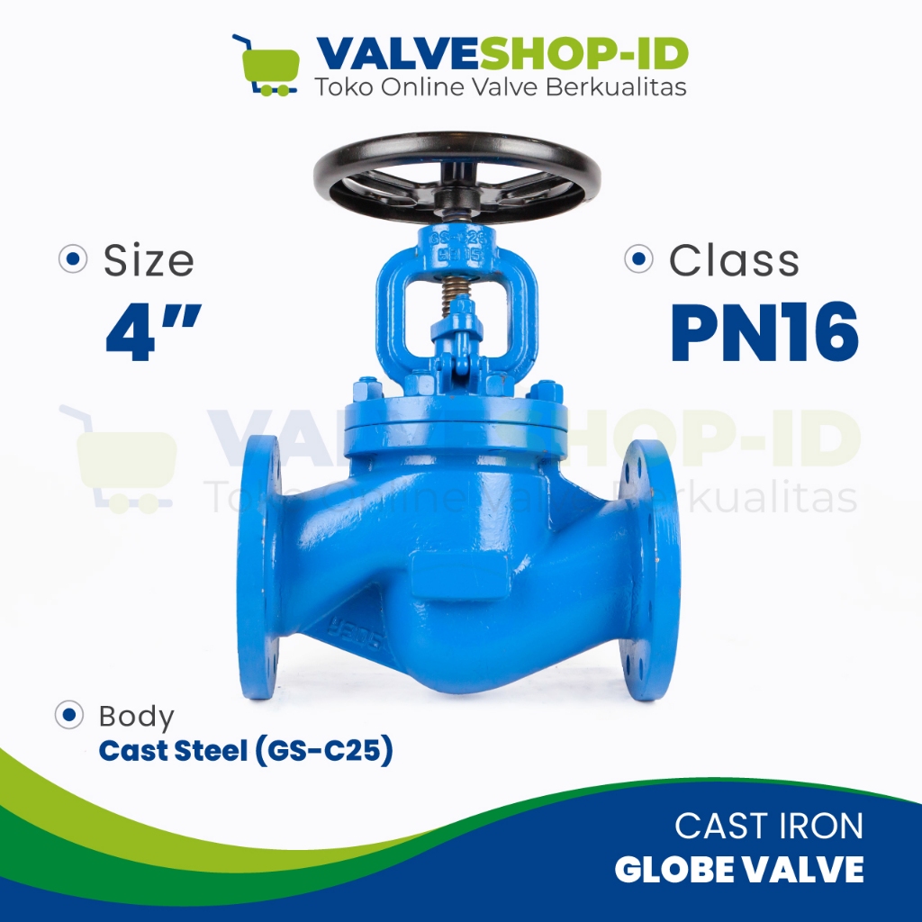 Jual Globe Valve DN100 4" Inch PN16 Cast Steel GS-C25 | Shopee Indonesia