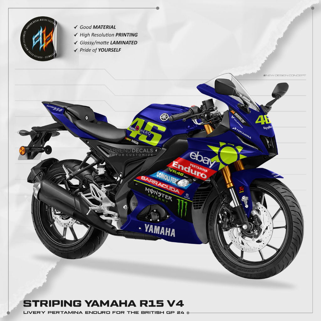 Jual STRIPING YAMAHA R15 V4 PERTAMINA ENDURO LIVERY FOR BRITISH GP 2024 ...