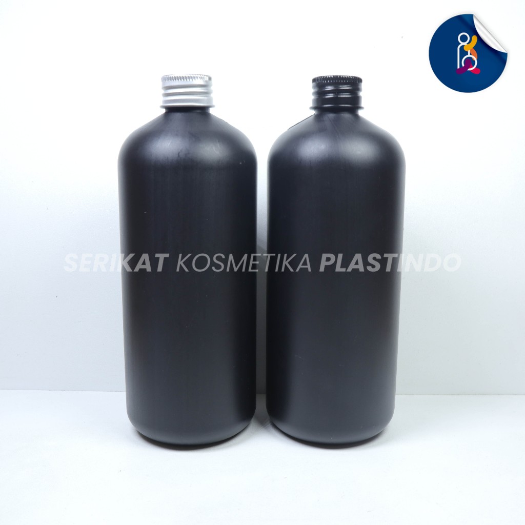 Jual BOTOL BR 500ML HDPE HITAM DOFF TUTUP ULIR ALUMINIUM SILVER/HITAM ...
