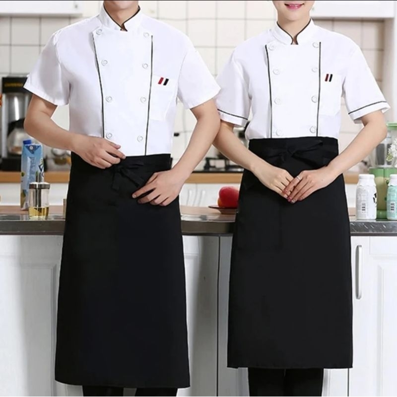 Jual Apron Waiters Hitam Mini Celemek Setengah Badan Apron Kitchen ...