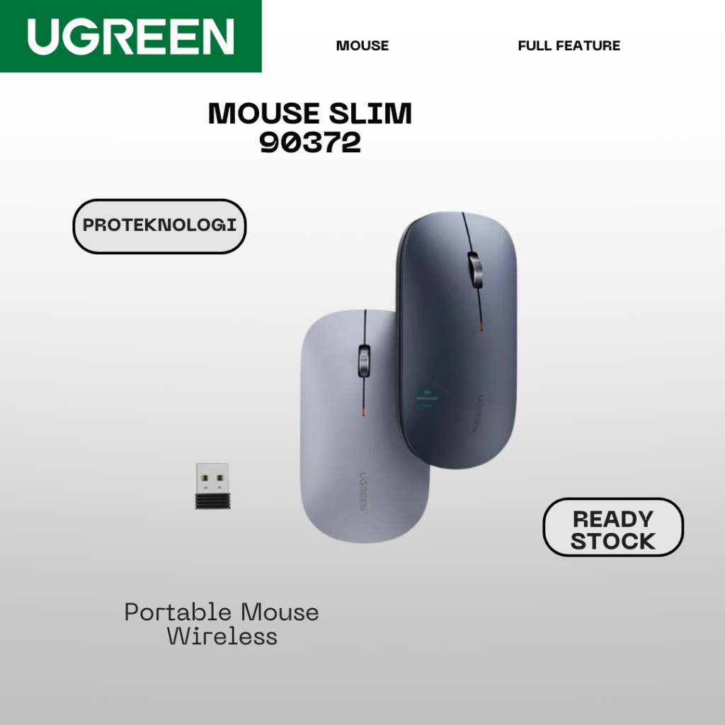 Jual UGREEN 90372 Mouse Wireless Laptop Silent Slim 2.4G 4000 DPI Thin ...
