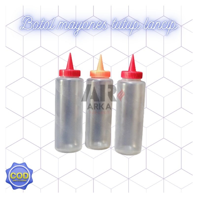 Jual Botol mayones tutup lancip /botol kecap/botol mayones transparan ...