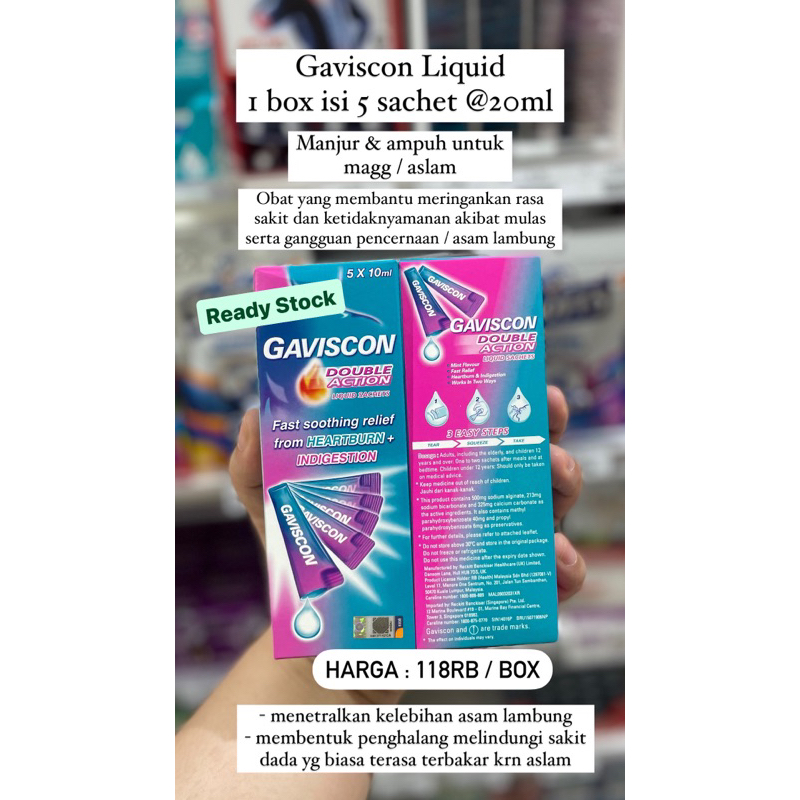 Jual Gaviscon Liquid Sachet isi 5 Stick untuk Magg atau Asam Lambung ...