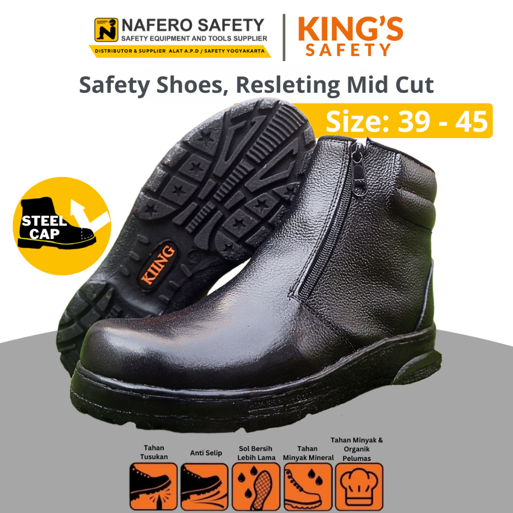Jual Sepatu Safety Kerja Proyek Work Shoes Kulit Mid-Cut Resleting ...