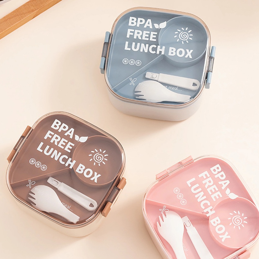 Jual Lunch Box Susun Kotak Makan 2 Tingkat Free Alat Makan Kapasitas ...