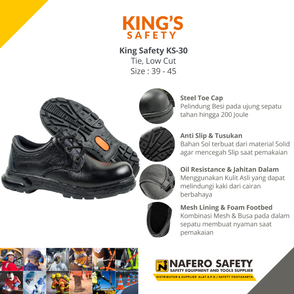 Jual Sepatu Safety Kerja Proyek Work Shoes Kulit Low Cut Tali Ikat ...