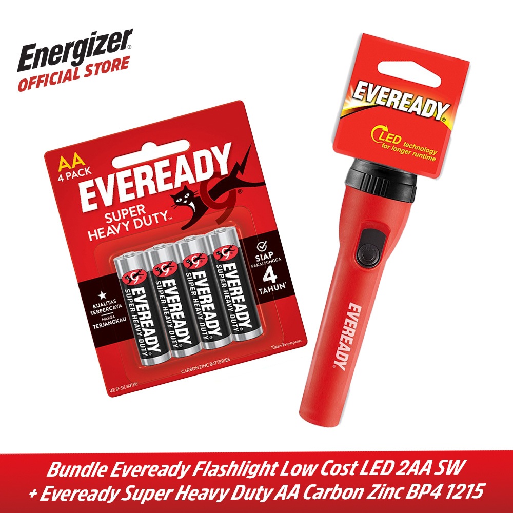 Jual Bundle Eveready Flashlight Low Cost LED 2AA SW + Eveready Super ...