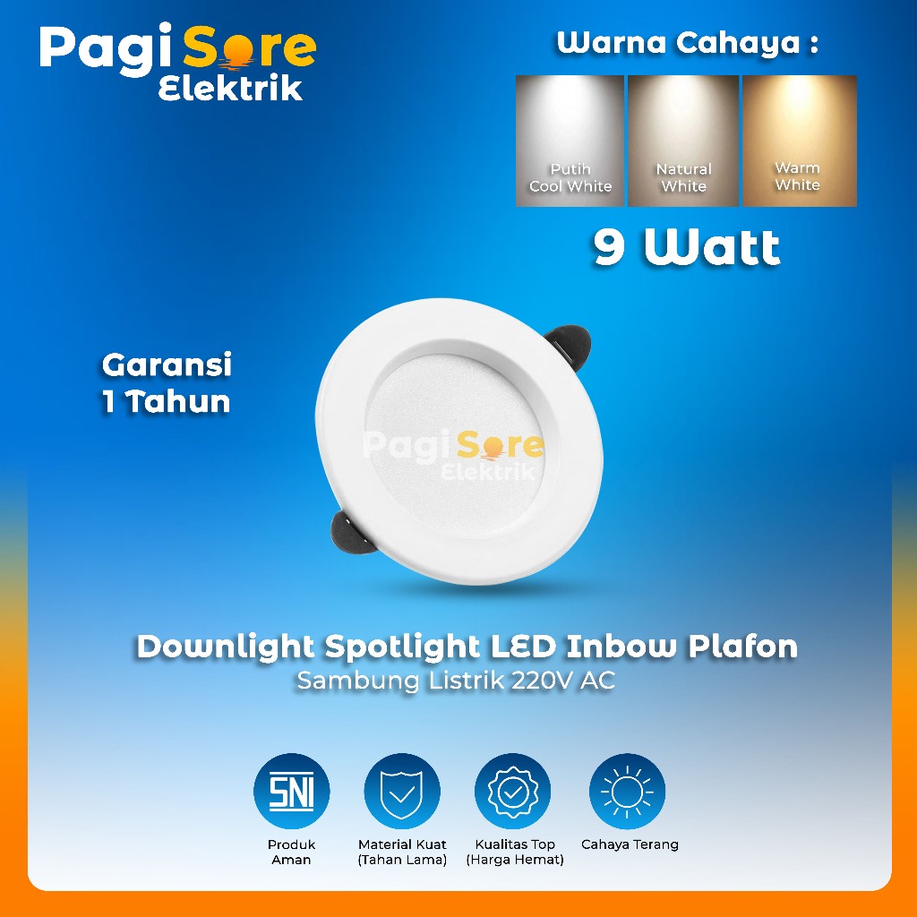Jual Lampu LED Tanam Plafon Inbow 9W - Downlight Terang, Hemat Listrik ...