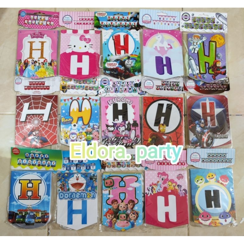 Jual Banner Happy Birthday Karakter Anak Anak/Baner Ulang Tahun ...