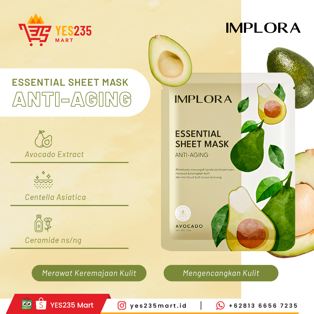 Jual IMPLORA Essential Sheet Mask 25g/Masker Wajah implora | Shopee ...
