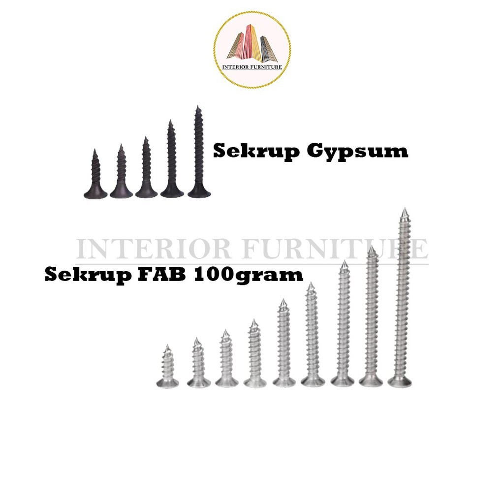 Jual (100 Gram) Sekrup Gypsum Drywall Screw / Sekrup Gypsum Hitam / Skrup | Shopee Indonesia