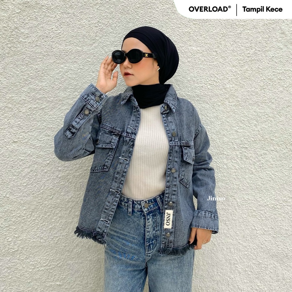 Jual JINISO Jaket Jeans Oversize Marva Snow Grey | Shopee Indonesia