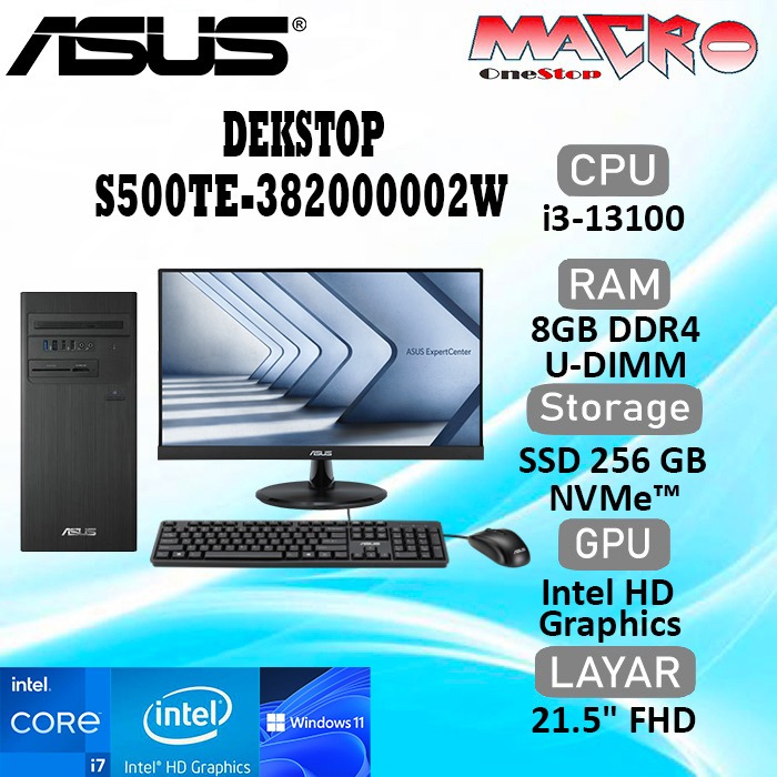 Jual ASUS PC S500TE-382000002W i3-13100 UMA 8GB 256SSD WIN11 Keyboard ...