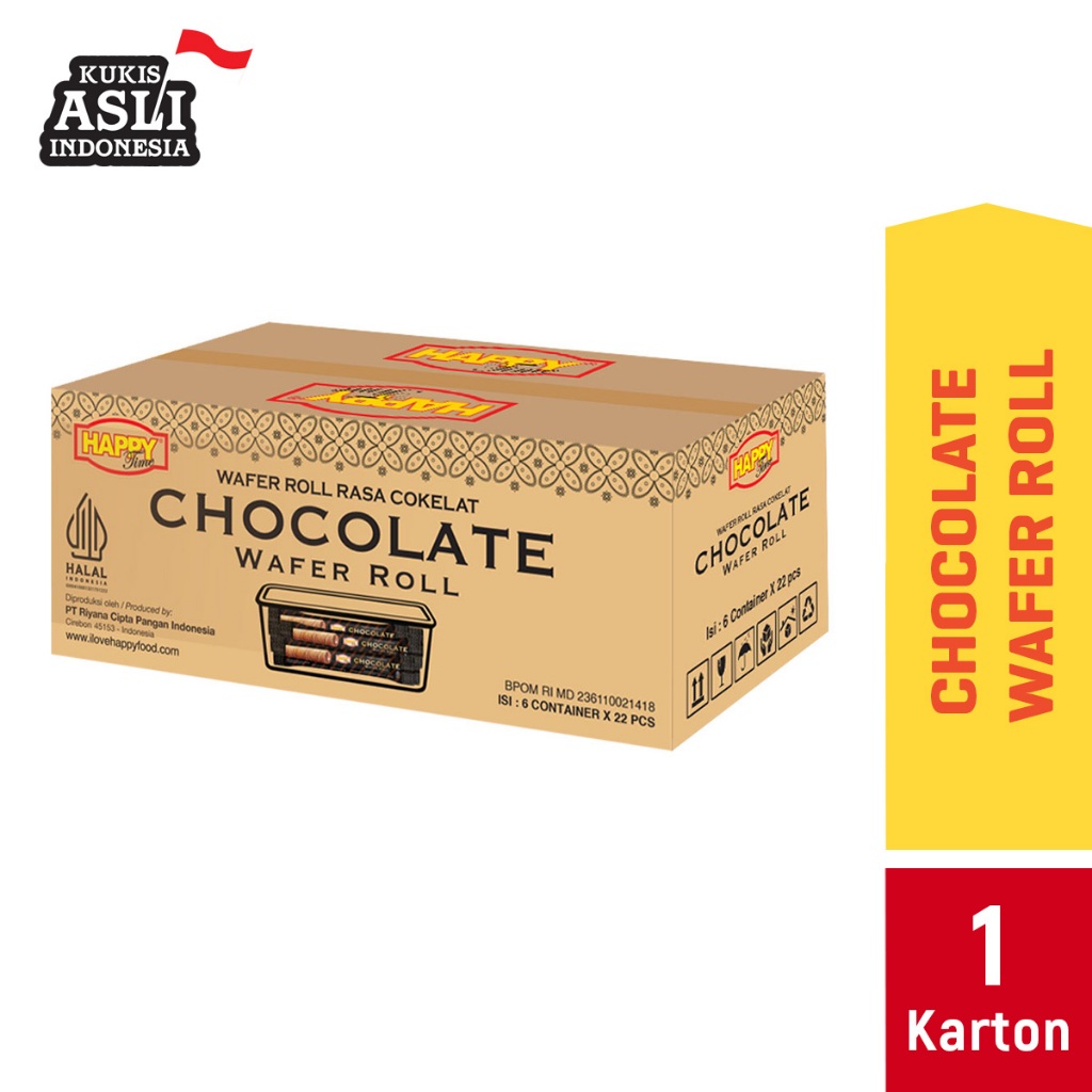 Jual Happy Time Astor Chocolate Wafer Roll Premium (1 Karton Isi 6 Box ...