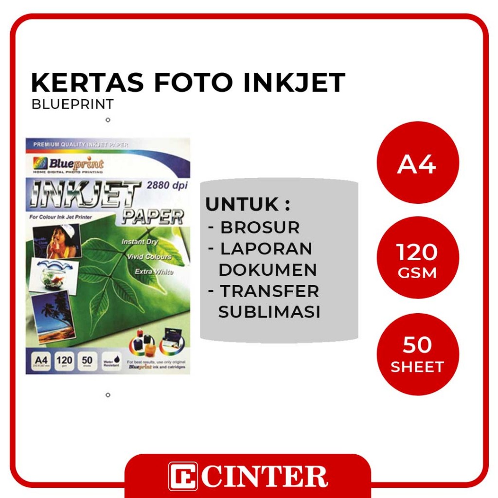 Jual BLUEPRINT - KERTAS FOTO / PHOTO PAPER DAUN INKJET A4 120 GSM 50 ...