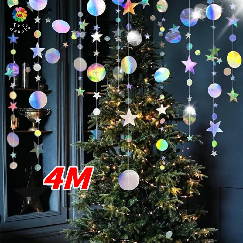 Jual Garland Bintang Bulat Dengan Glitter Efek Banner Garland Bintang ...