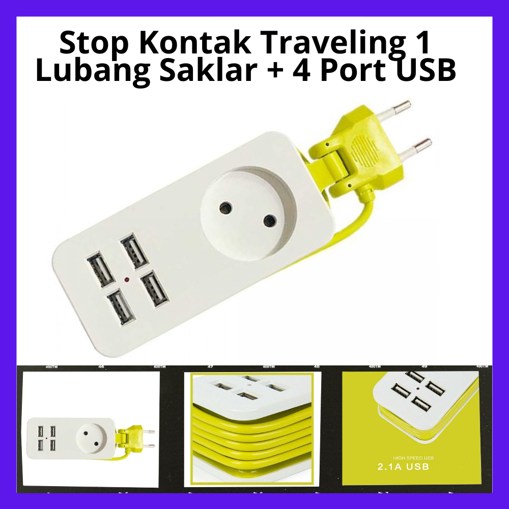 Jual Stop Kontak Traveling 1 Lubang Saklar + 4 Port USB Colokan Listrik Stop Kontak Colokan ...